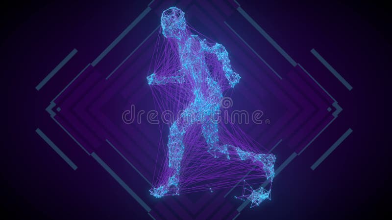 Seamless Loop Animation of a Running Man from Particles and Lines. 3d ...