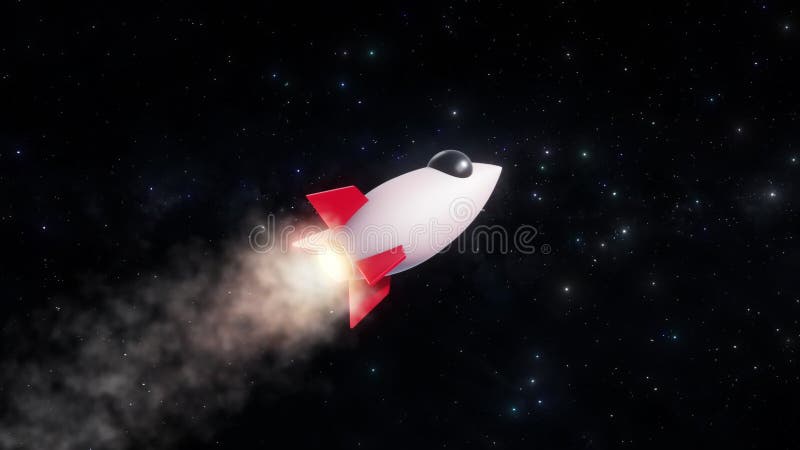 Seamless Loop 3D Render Rocket Jet Flying on Galaxy Space Star Field 3D ...