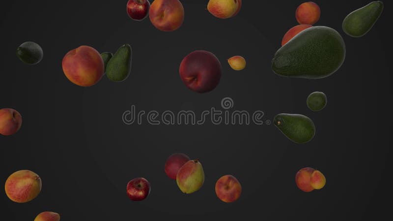 Seamless Loop of Falling Fruits. 3d Render Stock Footage - Video of ...