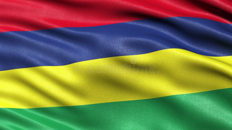 Flag of Mauritius Realistic Waving on Green Screen. Seamless Loop ...
