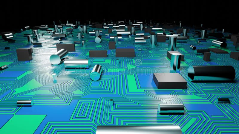 Seamless Loop Futuristic High-Tech Concept Visualization: Motherboard ...