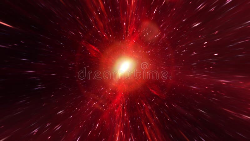 Glow Red Hyperspace Tunnel through Space Time Vortex Loop Background ...