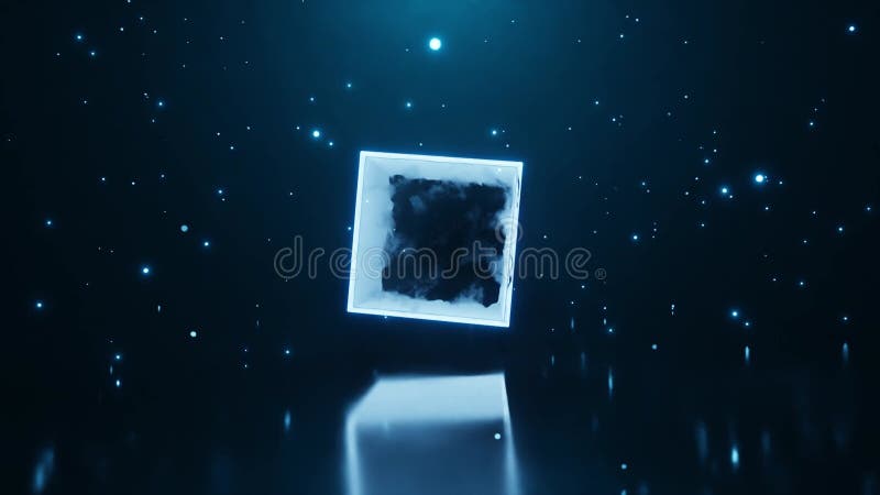 Seamless Loop Ice Cube Rotation Against the Background of Snowflakes ...