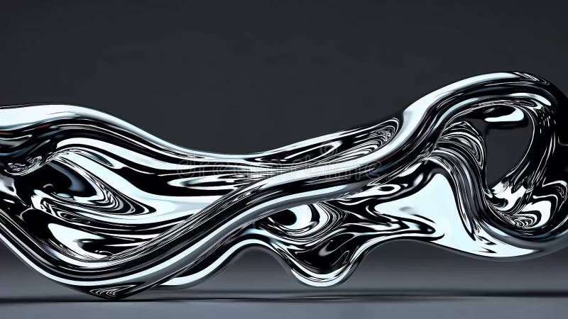 Seamless Flowing Liquid Metal Forming Abstract Patterns in a Reflective ...