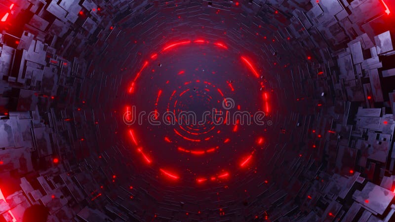 Seamless Loop Motion Graphic of Flying into Swirl Circle Red Tunnel ...