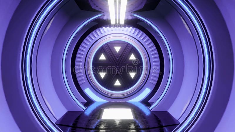 Seamless Loop Motion Graphic of Flying into Sci-fi Spaceship Hallway ...