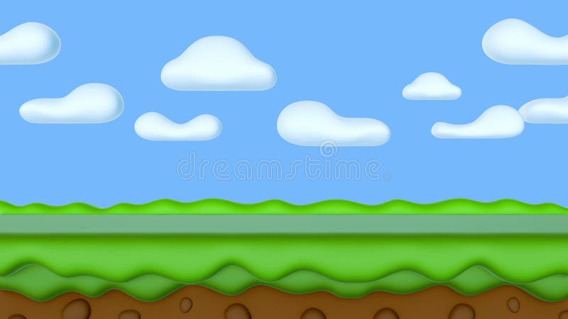 Seamless Loop Moving Screen Nature Landscape in Bright Cartoon Style ...