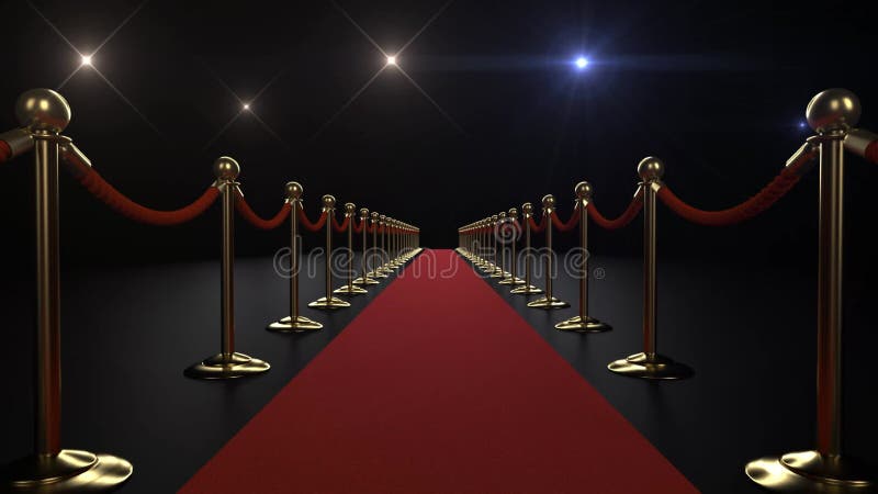 Seamless Loop of Red Carpet on a Dark Background with Camera Flashes ...