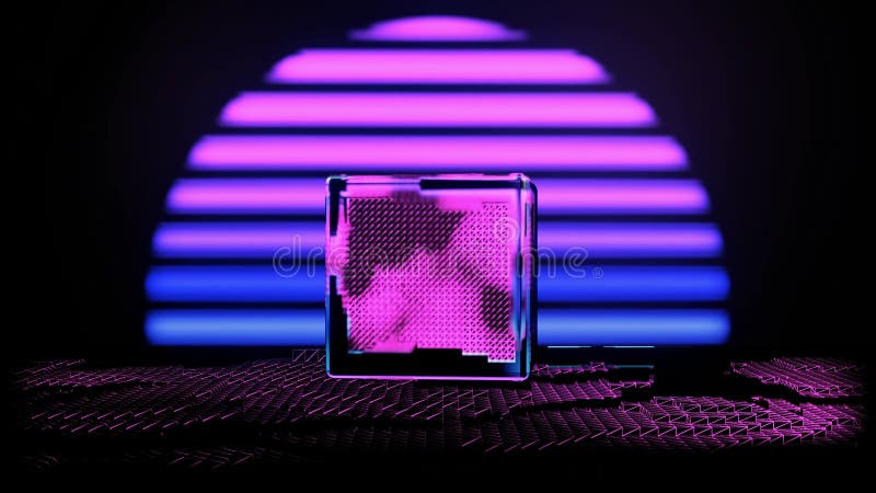Seamless Loop Retro Style Rotating Cube 80s Style Abstract Background