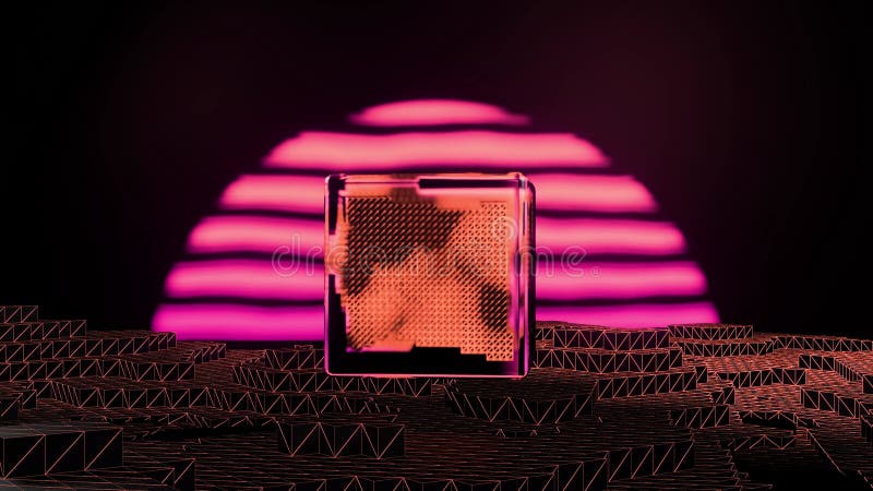 Seamless Loop Retro Style Rotating Cube 80s Style Abstract Background Vfx Stock Video Video