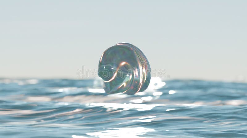 Abstract Glass Shape Floating Above Water, Seamless Loop Background ...