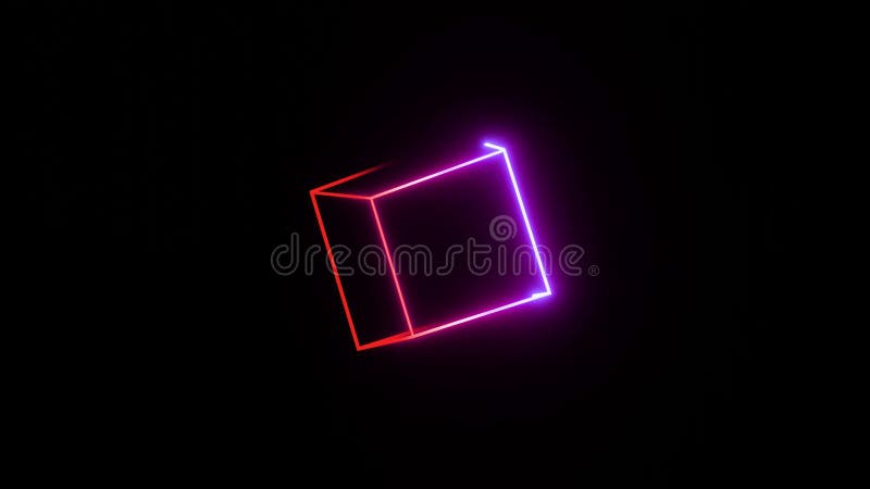 Seamless Loop Rotating Wireframe Cube on Black Background, Disco or ...