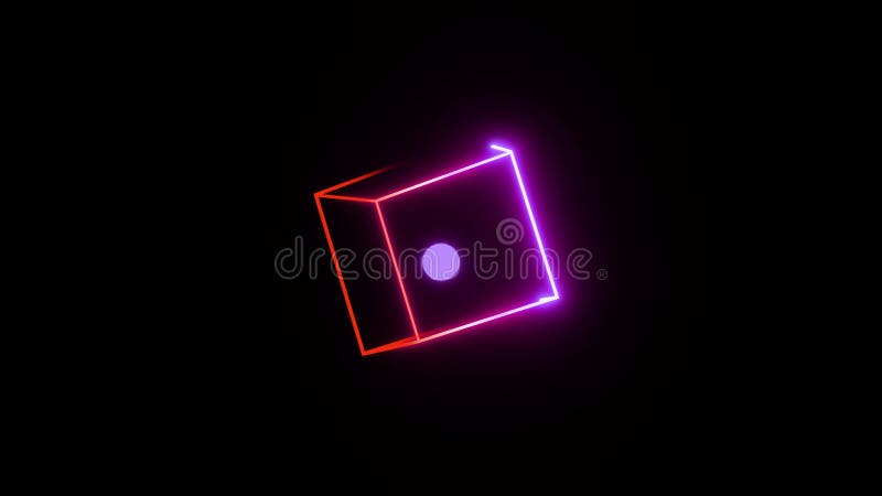 Seamless Loop Rotating Wireframe Cube with Sphere Inside on Black ...
