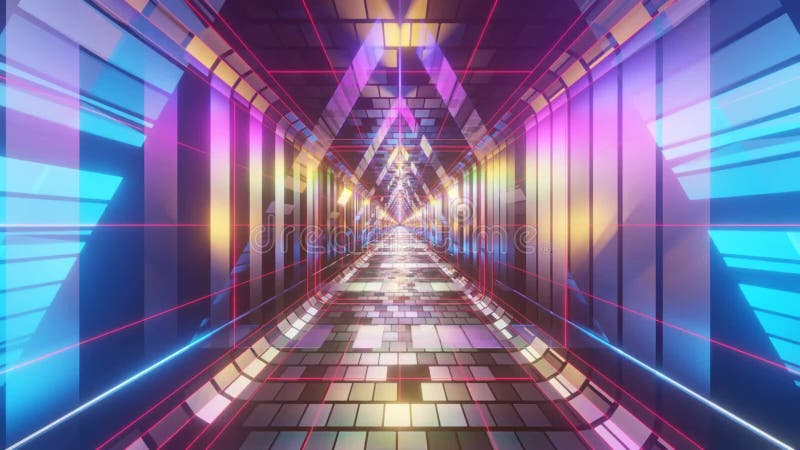 Seamless Loop Sci-fi Futuristic VJ Tunnel in Rainbow Colors. Stock Video - Video of glow ...