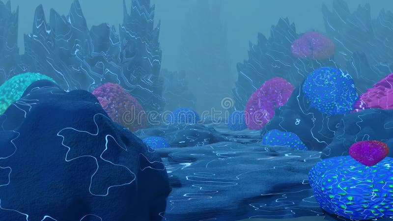 Underwater Deep Sea Background with Coral Reef in Black and White Style ...