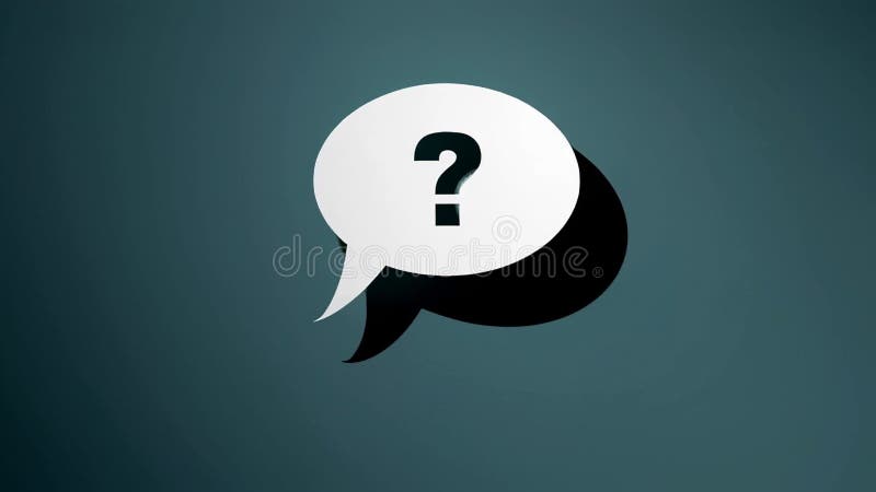 White Question Mark Bouncing Inside Speech Bubble on Teal Background ...