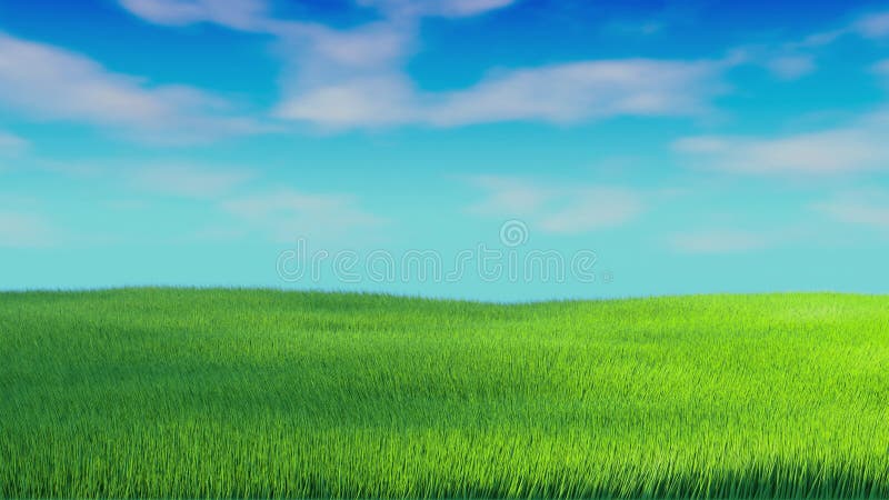 Seamless Looping Animation of Wind Swaying Green Grass Against a Cloudy ...