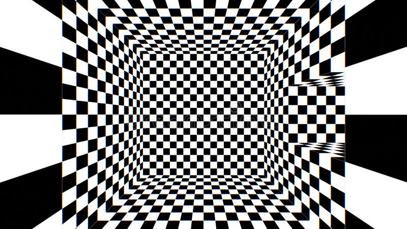 Inside 3D Black and White Checkerboard Optical Illusion Endless Room ...
