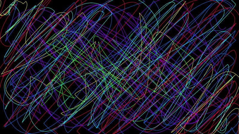 Multi Colored Animated Pen Scribbles Vignette on Black Backdrop Stock ...