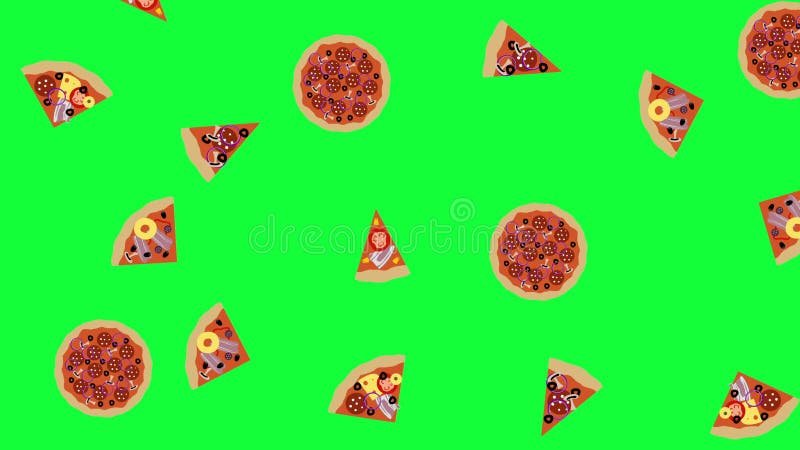 Seamless Looping of Pizza and Slices Animation Elements, on Green ...