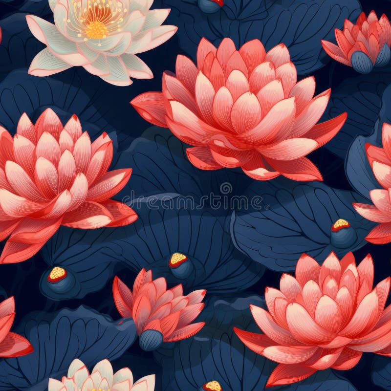 Seamless Lotus Vector Pattern for Stunning Designs Stock Illustration ...