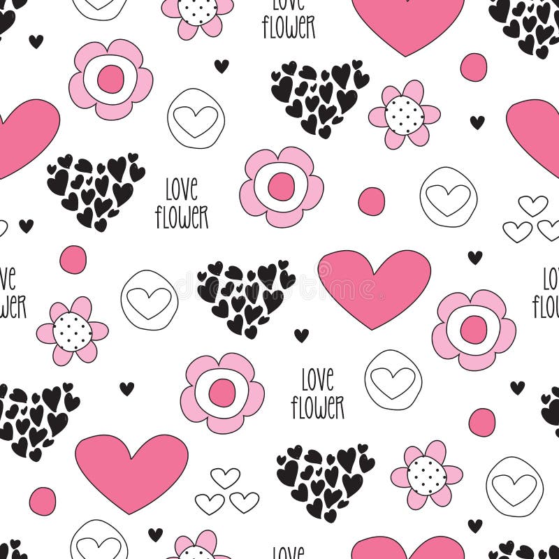 Seamless Love Flower Pattern Vector Illustration Stock Vector ...