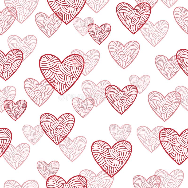 Seamless Love Pattern with Stylized Pink Hearts. Valentines Day Stock ...