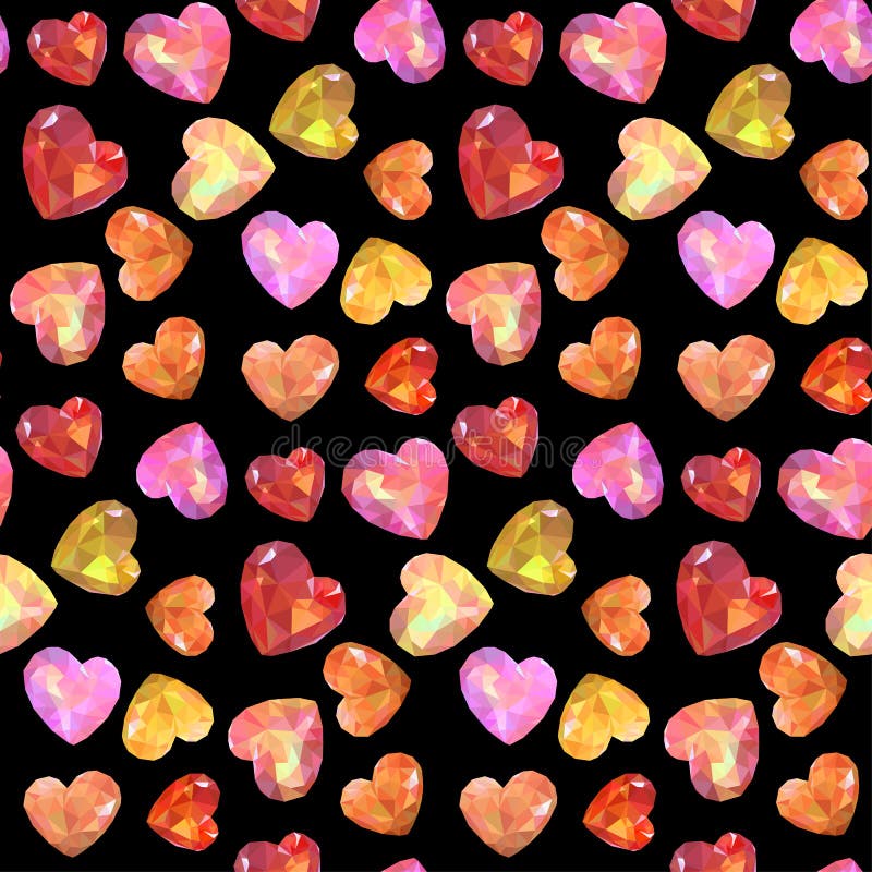 Seamless Low Poly Vector Hearts Pattern. Texture for Cover, Paper, Gift ...