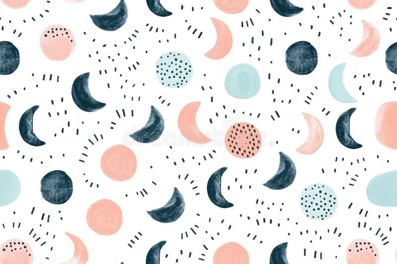 Moon Seamless Pattern on Transparent Background Stock Photo - Image of ...