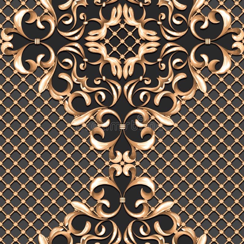 Seamless Luxury Baroque Pattern Stock Illustration - Illustration of ...