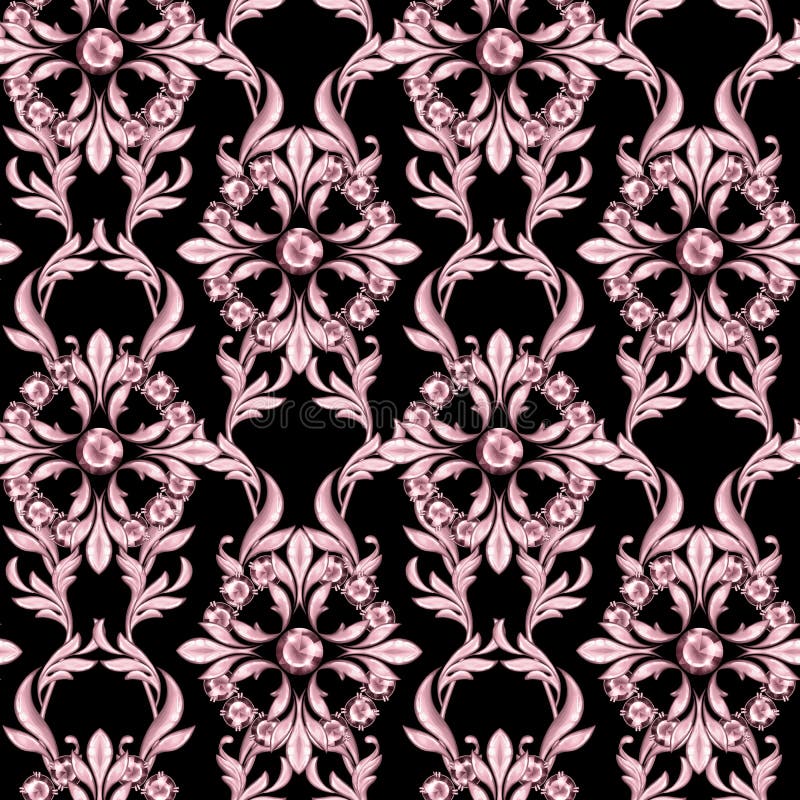 Seamless Luxury Baroque Pattern Stock Illustration - Illustration of ...