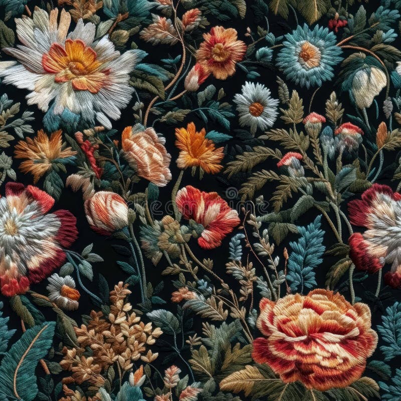 Seamless Luxury Fabric Fantasy Flower Embroidery Pattern Design ...