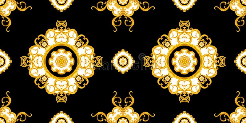 Beautiful Baroque Striped Pattern Illustration with Golden Ribbons and ...