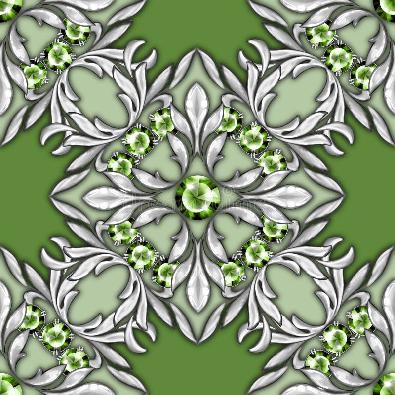 Seamless Luxury Pattern with Emeralds Stock Illustration - Illustration ...