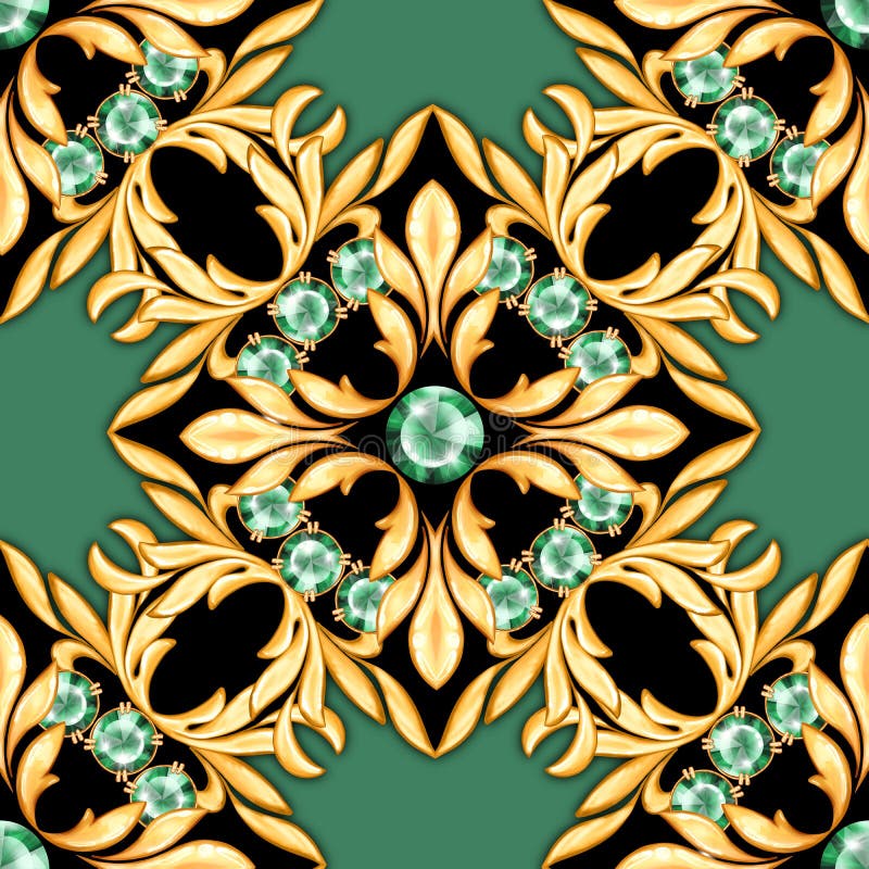 Seamless Luxury Pattern with Emeralds Stock Illustration - Illustration ...
