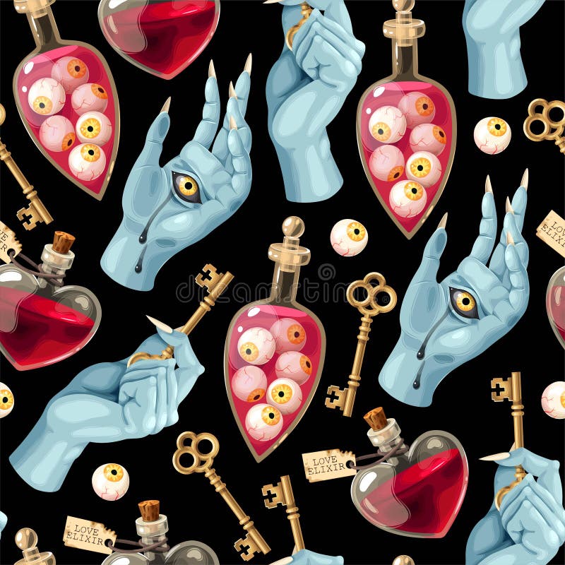 Seamless Magic Pattern with Supply for Witchcraft Stock Vector ...