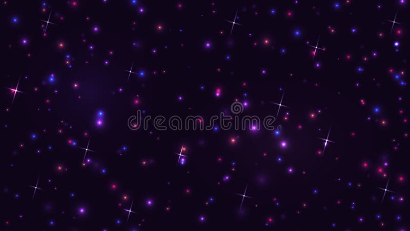 Seamless Magic Purple Blue Night Sky Star Pattern Black Background ...