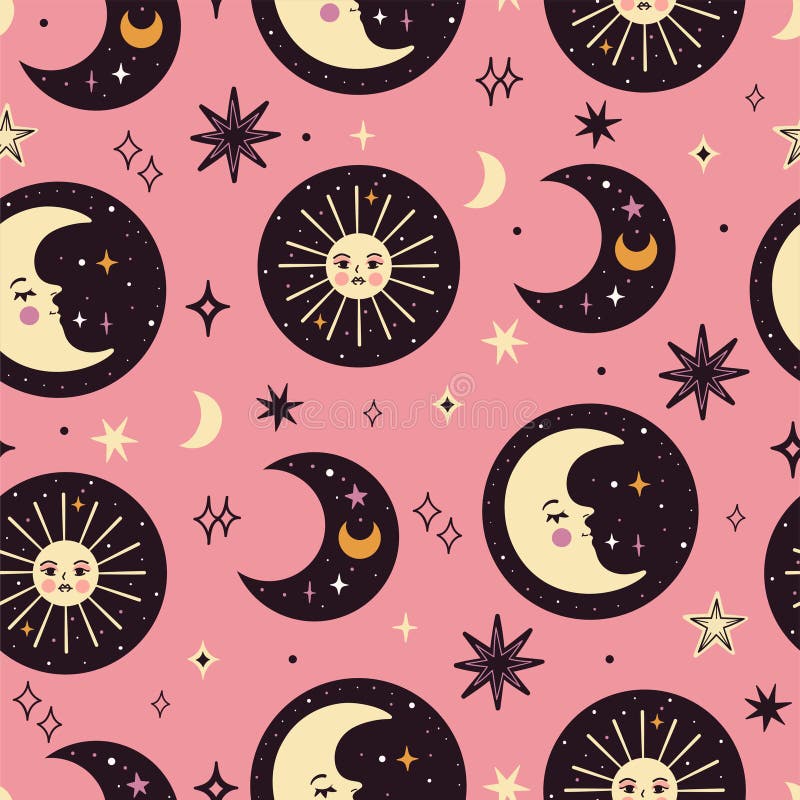Seamless Magical Pattern with Celestial Bodies. Vector Graphics Stock ... Seamless Magical Pattern with Celestial Bodies. Vector Graphics Stock ...