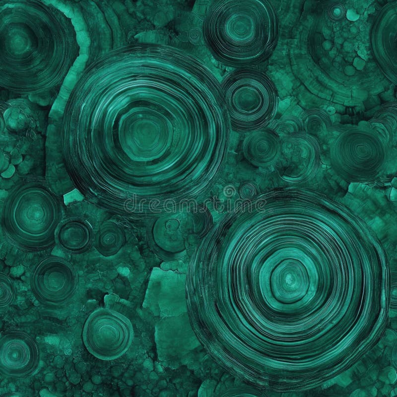 Seamless Malachite Texture with Concentric Circles, Deep Green Tones ...