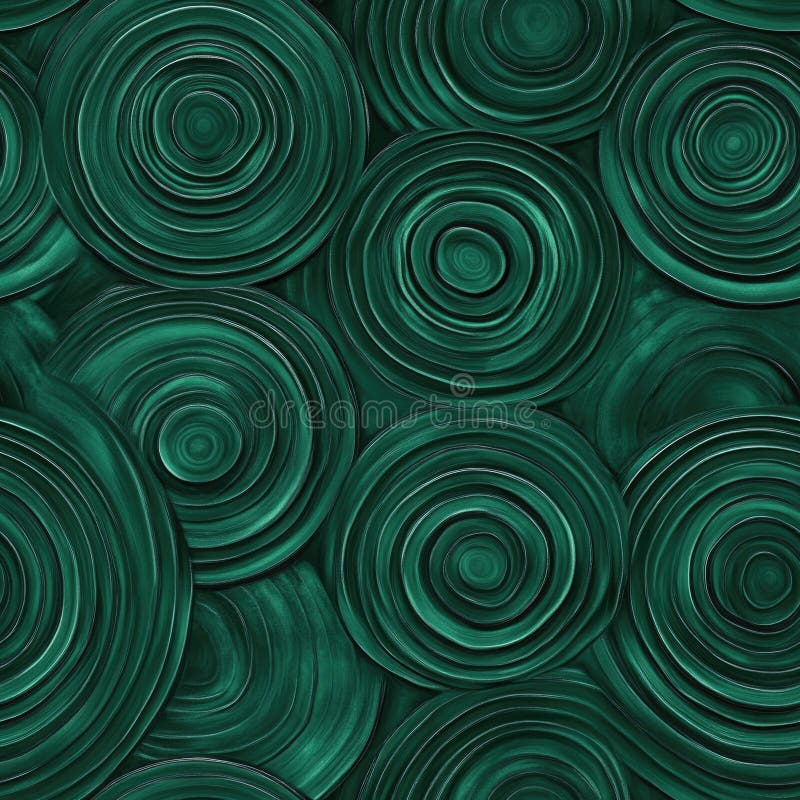 Seamless Malachite Texture with Concentric Circles, Deep Green Tones ...