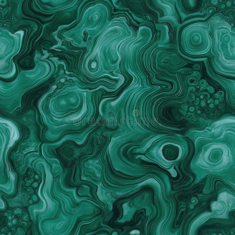 Seamless Malachite Texture with Concentric Circles, Deep Green Tones ...