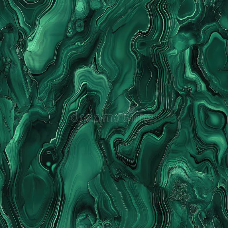 Seamless Malachite Texture with Concentric Circles, Deep Green Tones ...