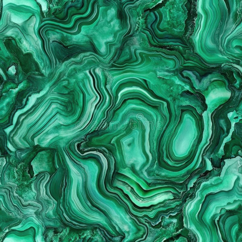 Seamless Malachite Texture with Concentric Circles, Deep Green Tones ...