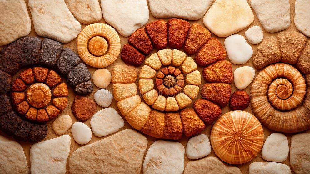 Seamless Mandala Pattern of Fossil Bones and Teeth Spiraling in ...