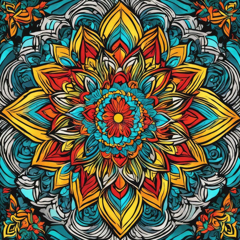 Seamless mandala pattern stock illustration. Illustration of seamless ...