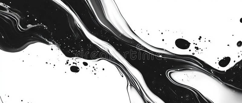 Seamless Marbled Black Ink Patterns on a Bright White Background Stock ...