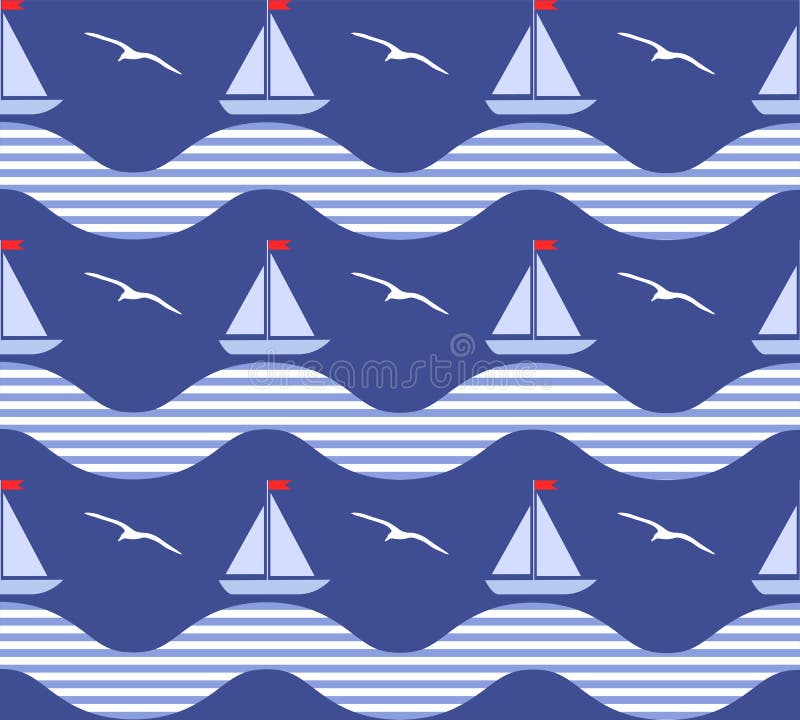 Sea and Nautical Patterns Set. Stock Vector - Illustration of diagonal ...