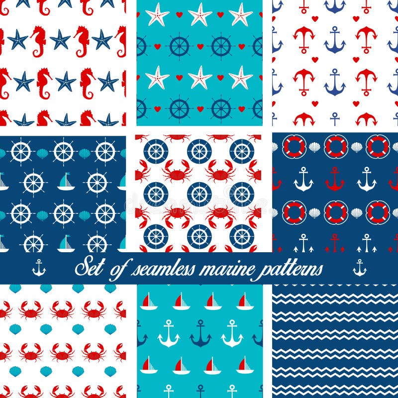 Marine Patterns Collection 2 Stock Vector - Illustration of decoration ...