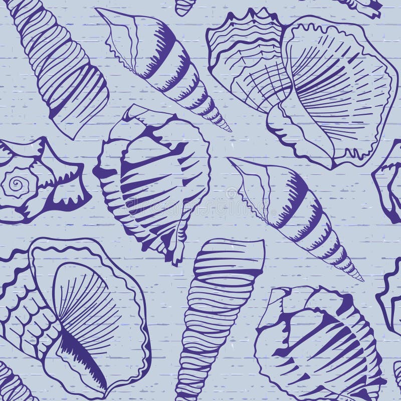 Seamless Marine Sea Shell Pattern Stock Vector - Illustration of ...