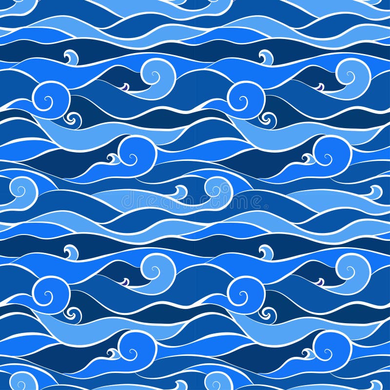 Seamless blue wave pattern stock vector. Illustration of blue - 119504547